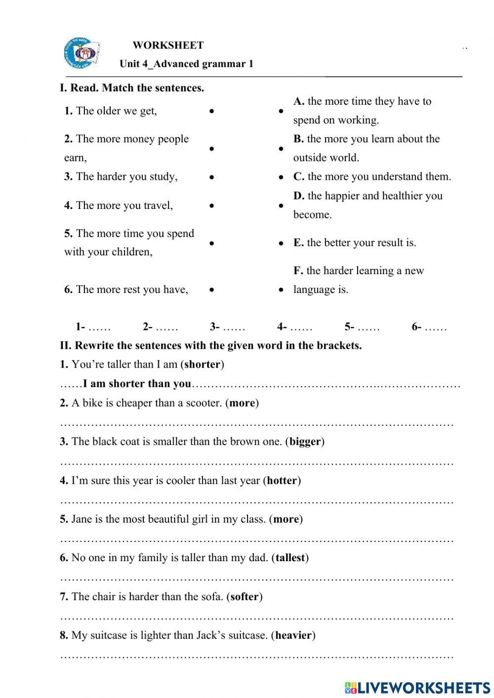 6782657 | Comparison- Advanced grammar | NgocNTB