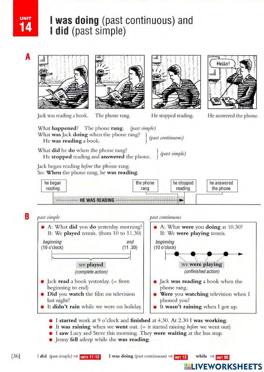 Past simple and past continuous online pdf worksheet | Live Worksheets