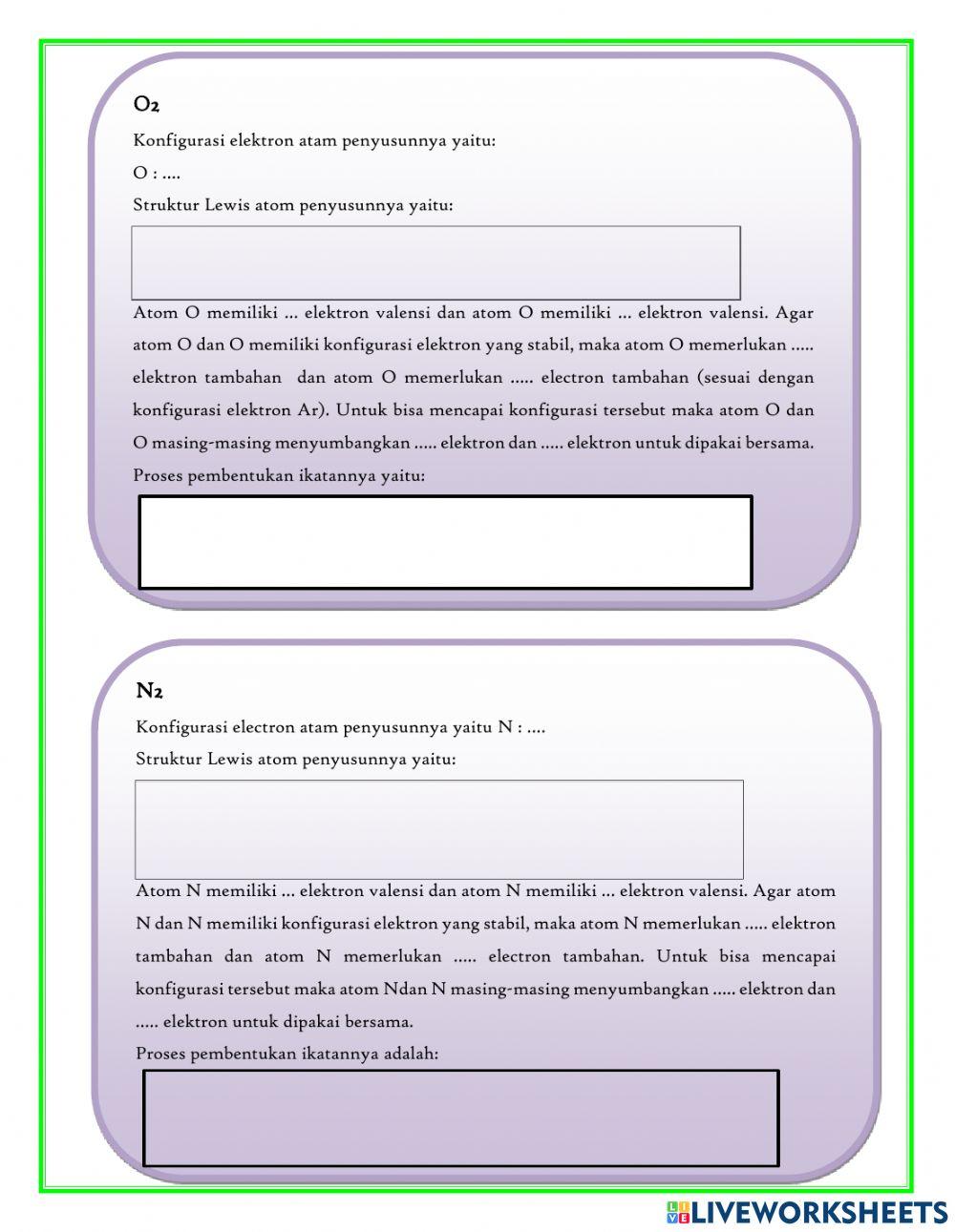 IKATAN KOVALEN by Irayanti, S.Pd. online exercise for | Live Worksheets