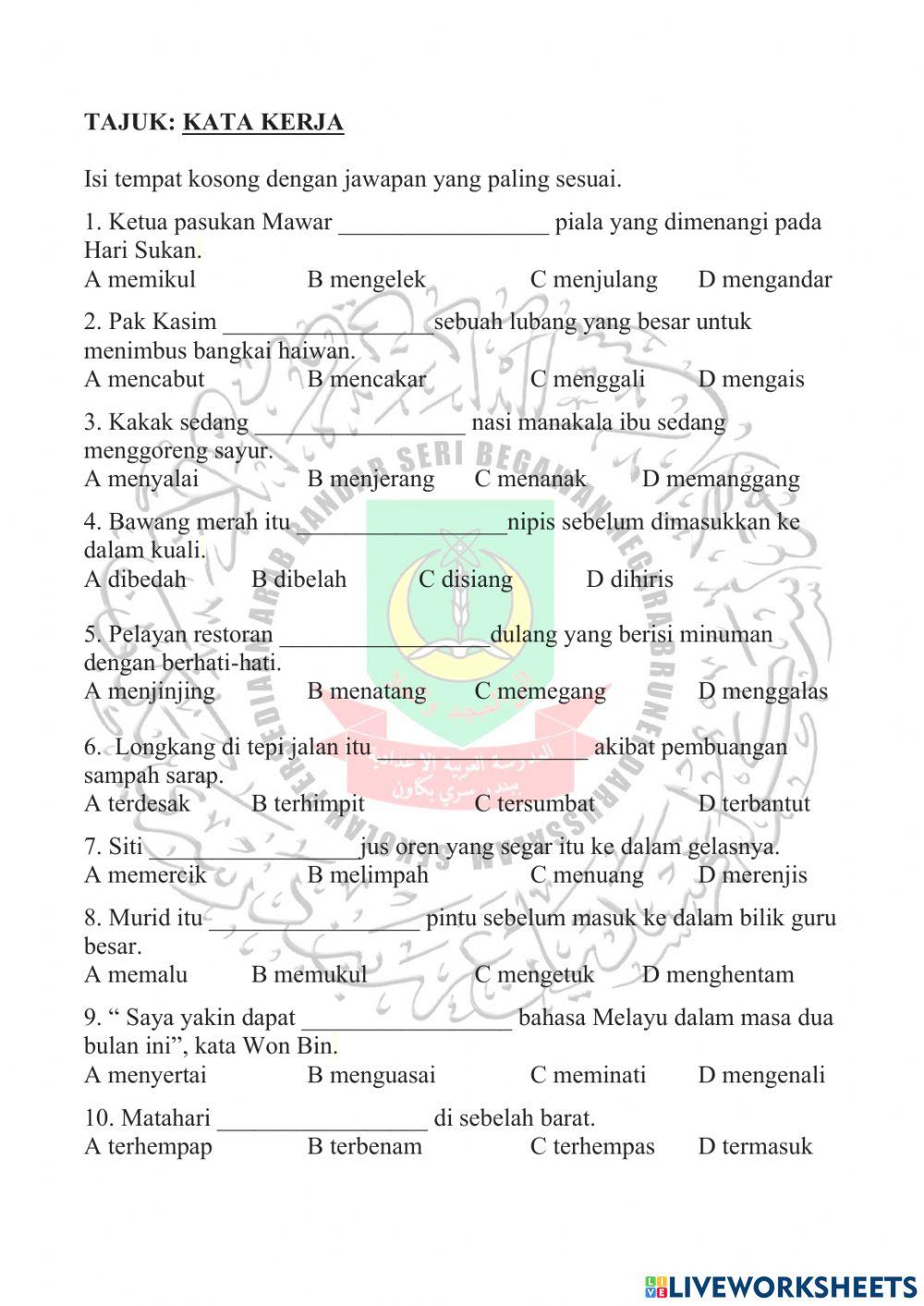 KATA KERJA online exercise for | Live Worksheets
