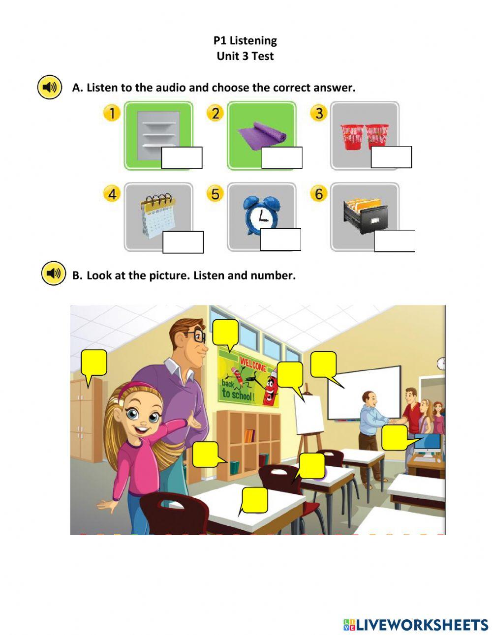P1 listening and speaking worksheet | Live Worksheets