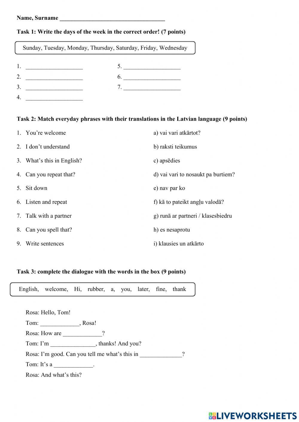 Test: Revision online exercise for | Live Worksheets