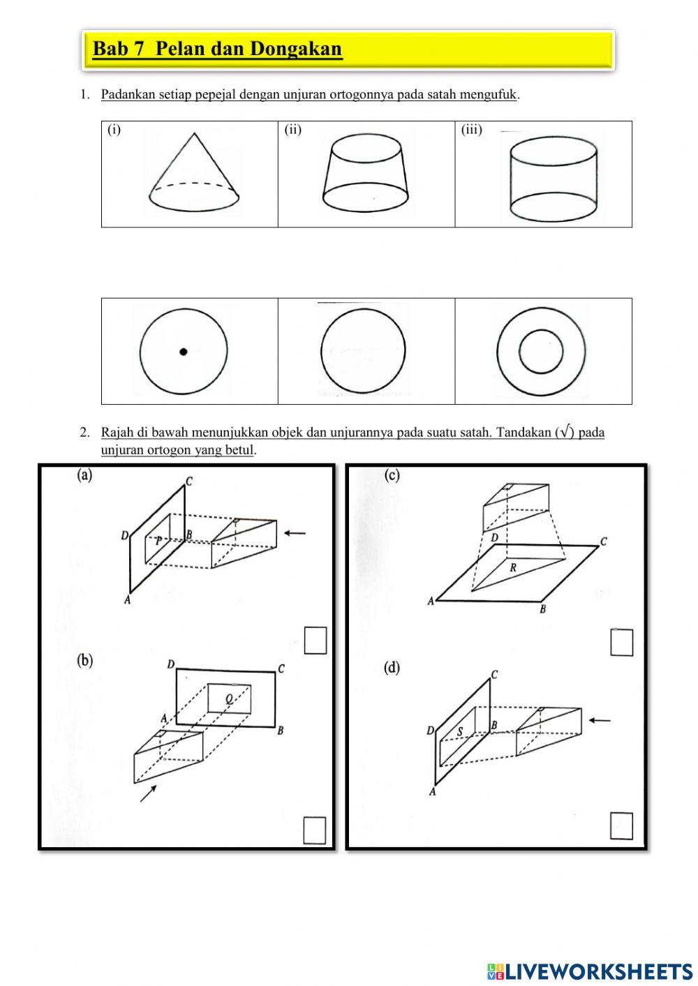 Bab 7 Pelan dan Dongakan online exercise for | Live Worksheets