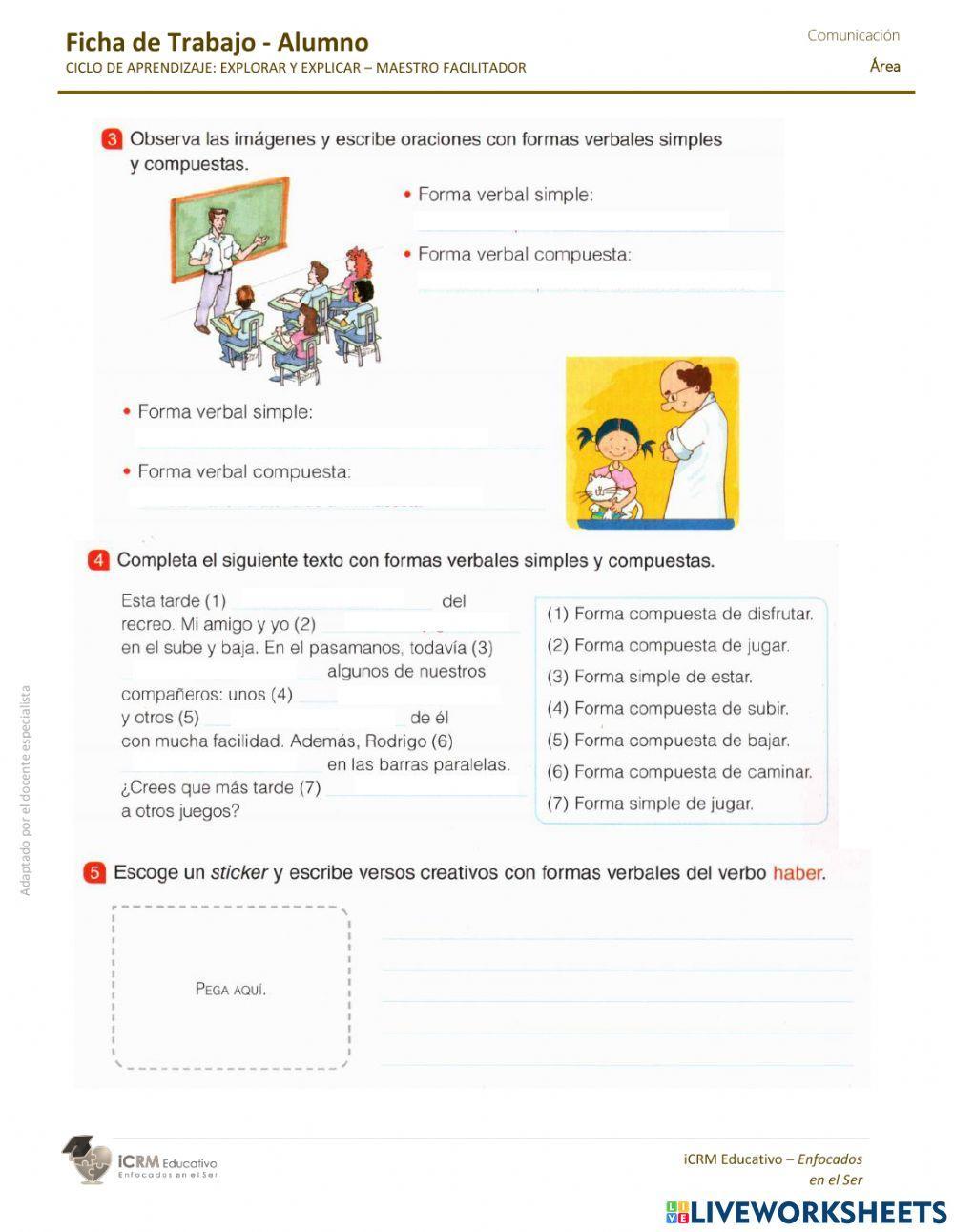 Formas verbales… | Free Interactive Worksheets | 1596324