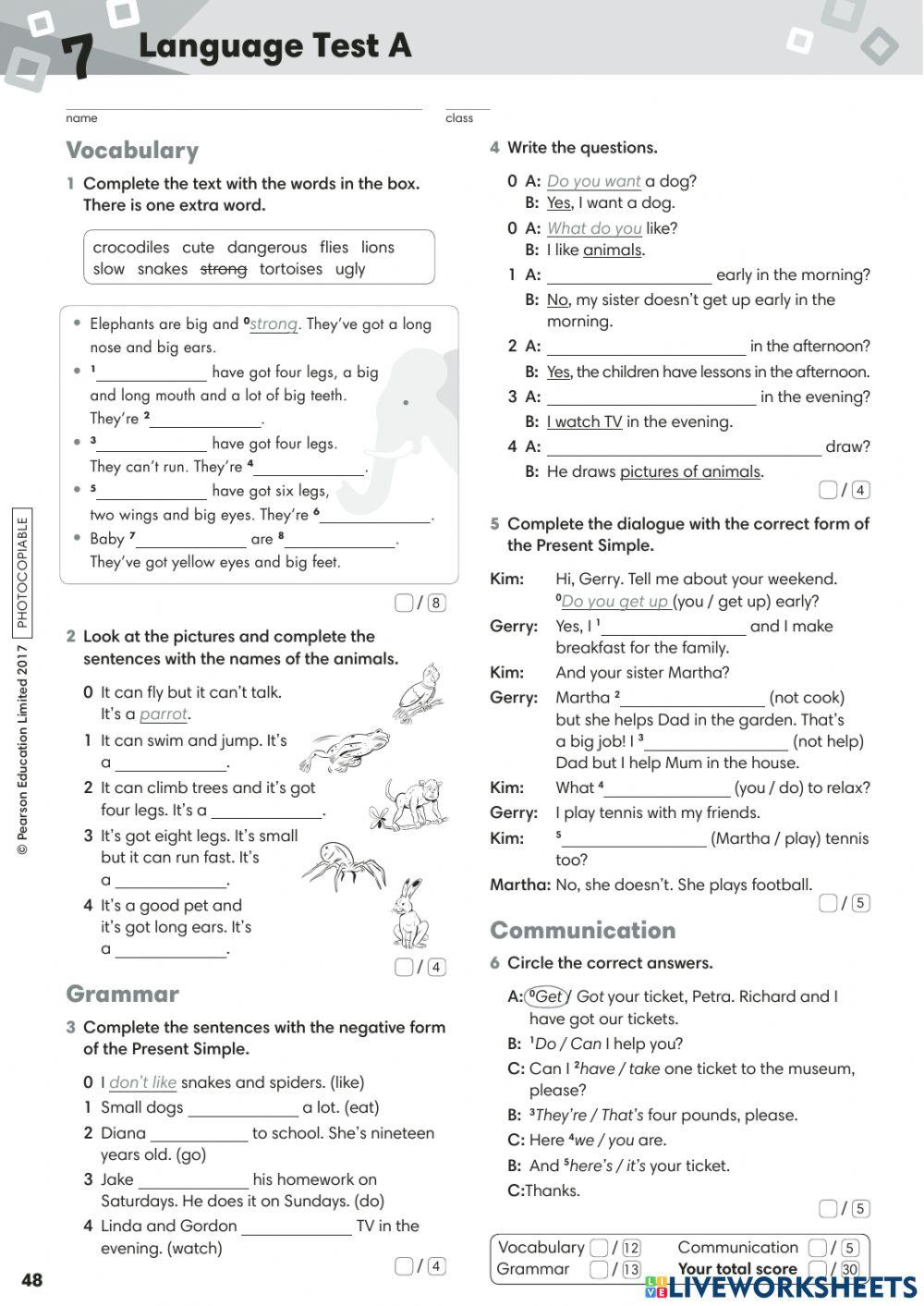 Test Unit 7 - G… | Free Interactive Worksheets | 5228366