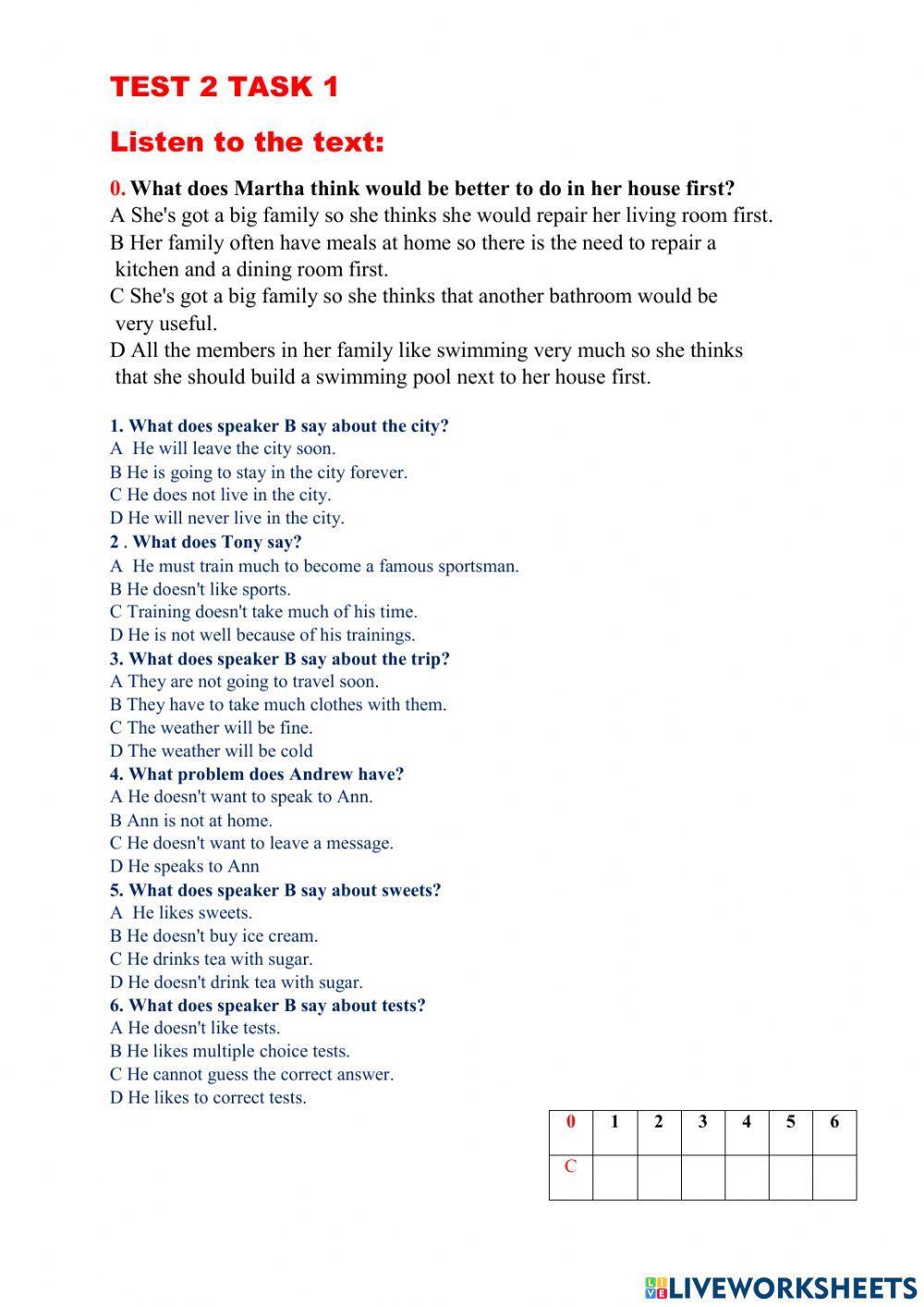 Listening worksheet | Live Worksheets