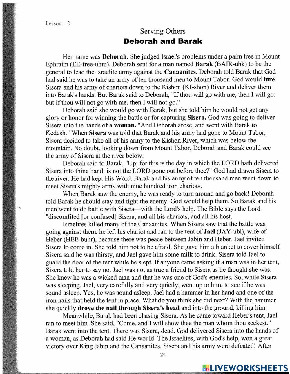 1597503 Deborah And Barak Missrolle Liveworksheets