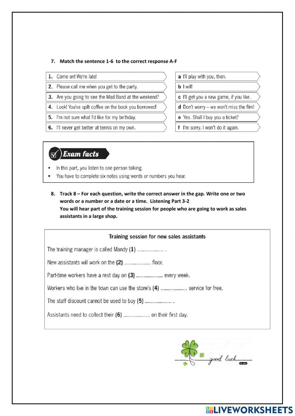 TP – PET Practice worksheet | Live Worksheets