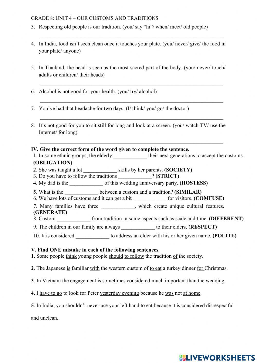 G8 - Unit 4 - HW2 worksheet | Live Worksheets