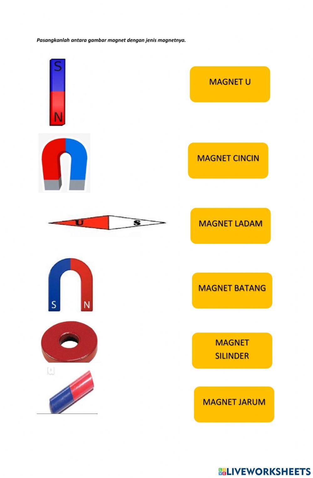 Benda magnetis dan jenis magnet worksheet | Live Worksheets