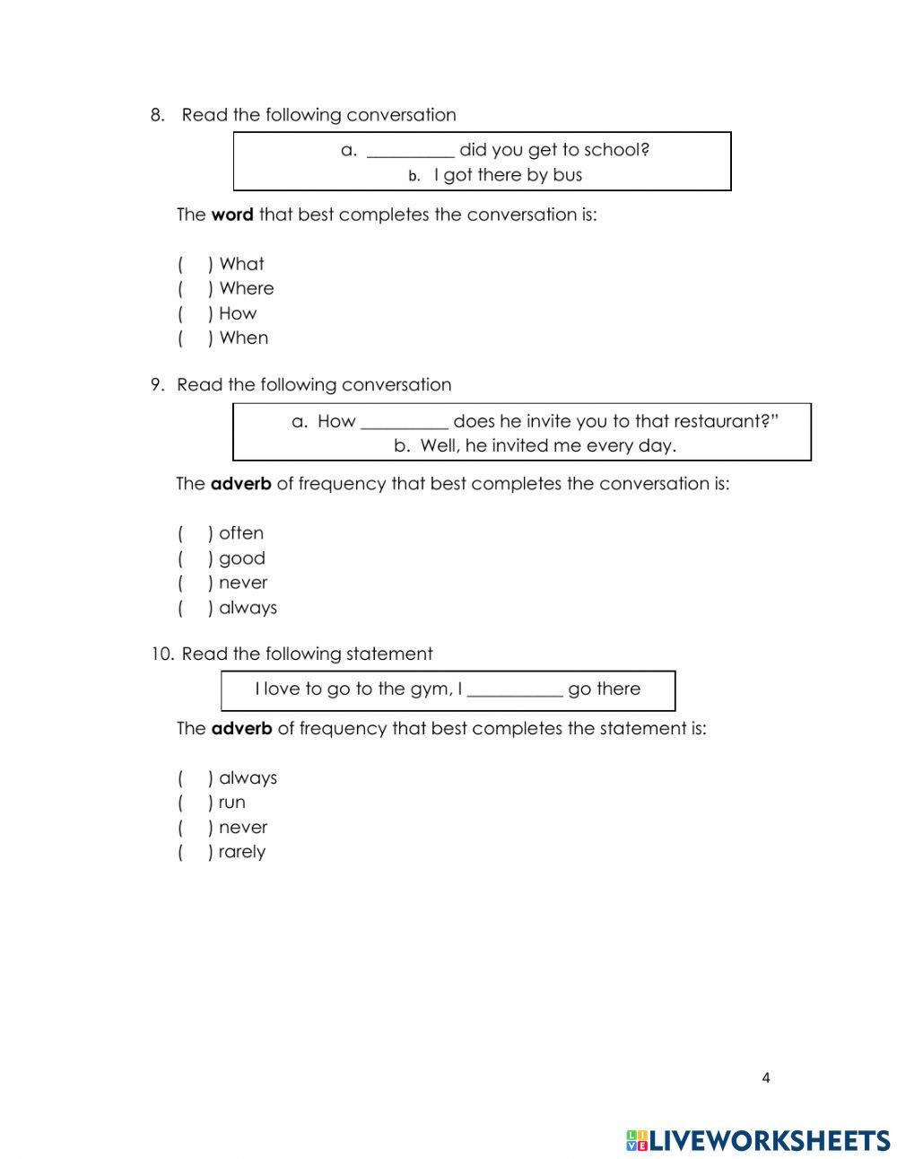 English text 4th online exercise for | Live Worksheets