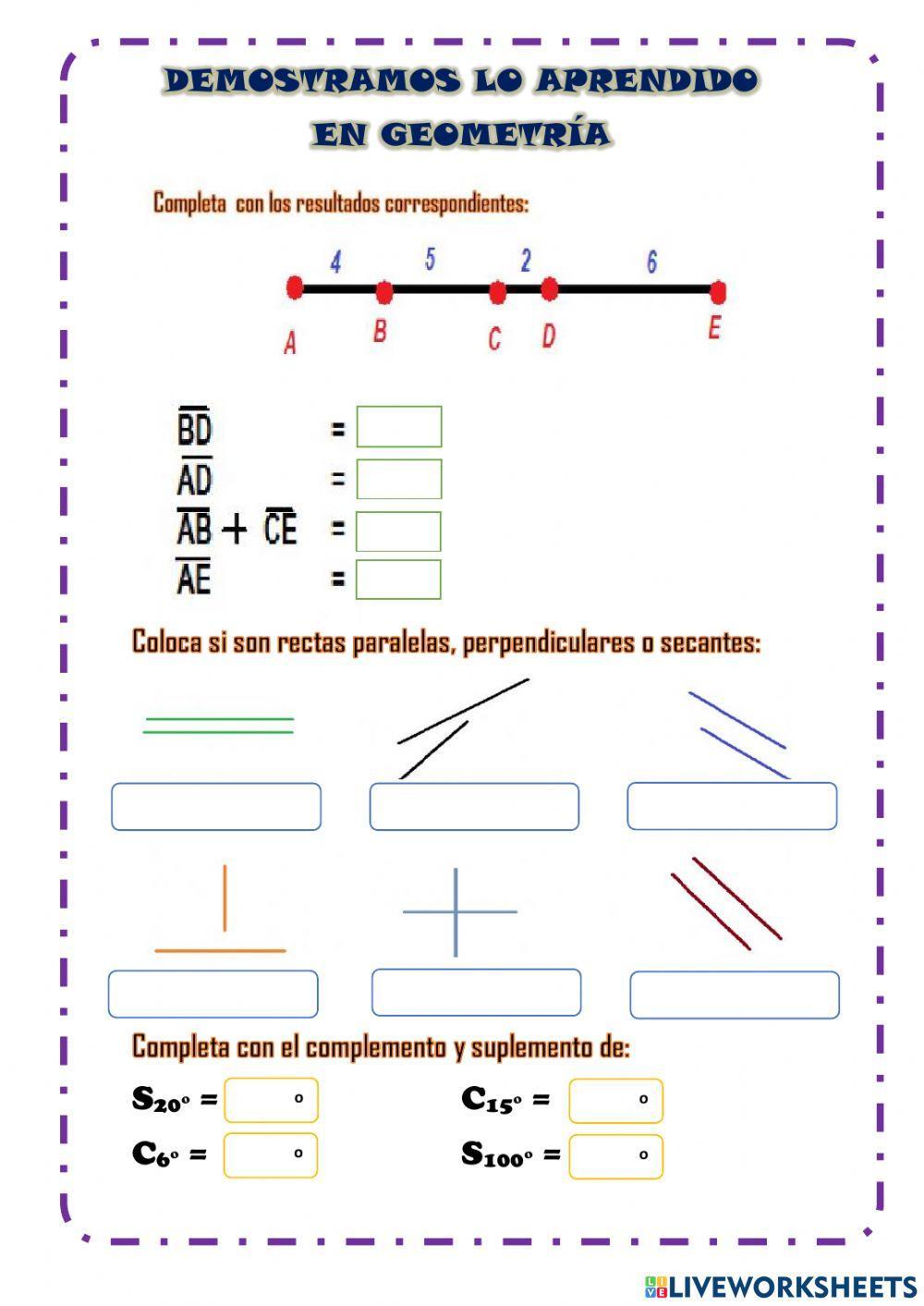 Elementos de la geometría online worksheet | Live Worksheets