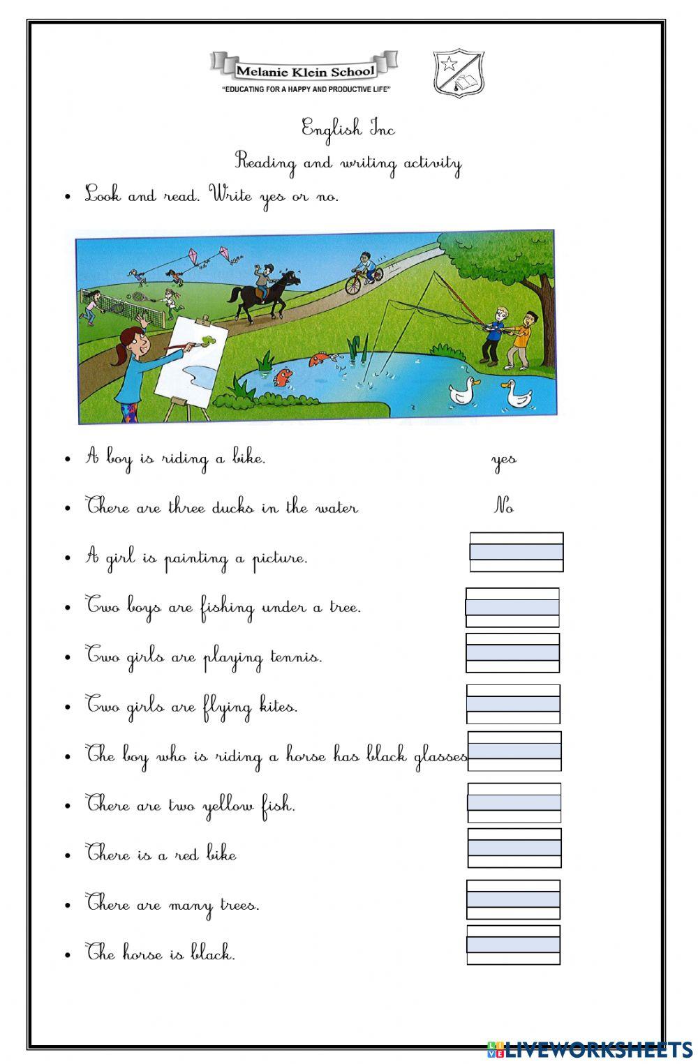 Picture comprenhension worksheet | Live Worksheets
