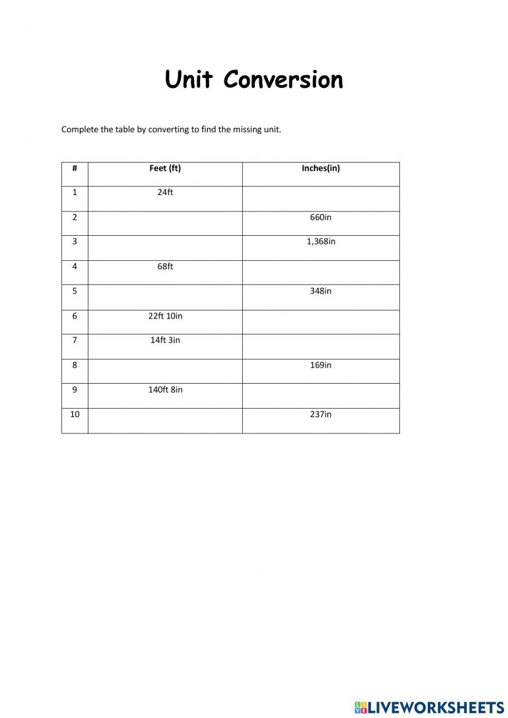 Unit Conversion Interactive Worksheet Live Worksheets unit-conversion-interactive-worksheet-live-worksheets