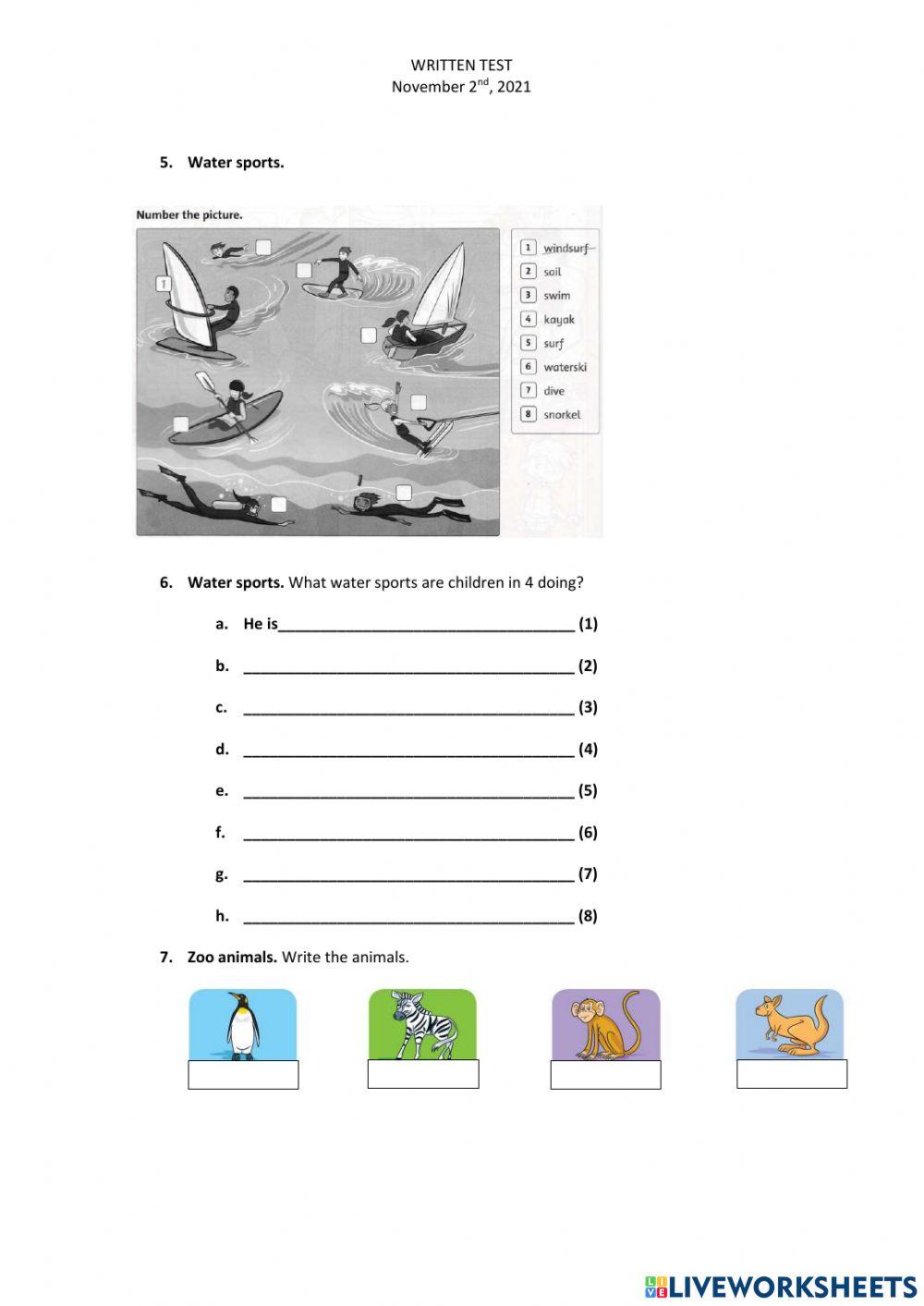 Written test online activity for Elementary | Live Worksheets
