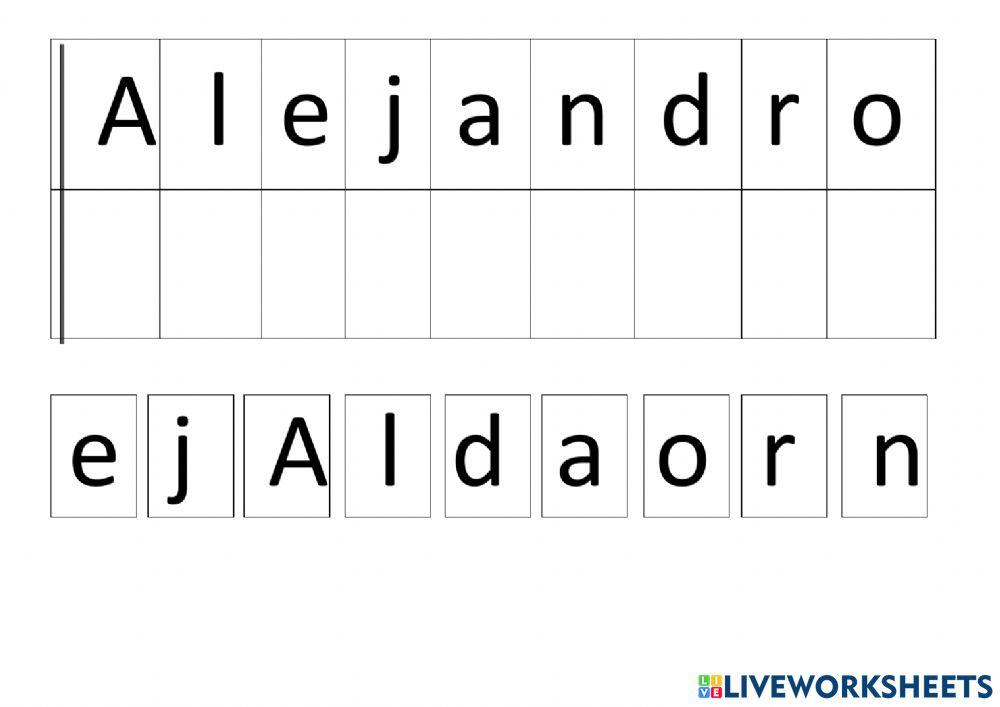 Letras de mi nombre worksheet | Live Worksheets