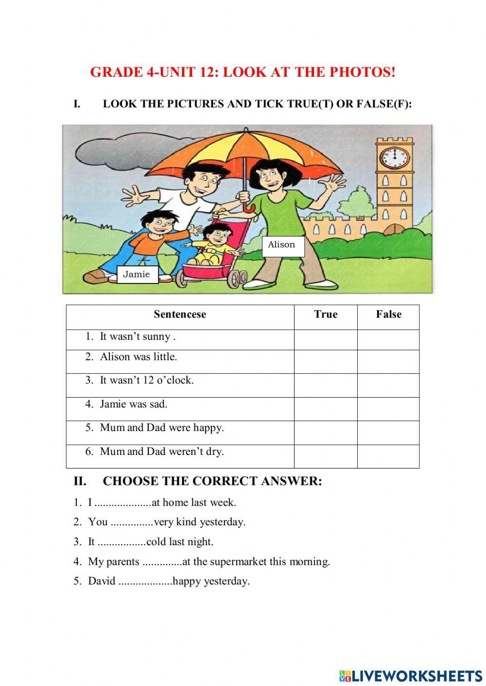 Grade 4-Unit 12. Look at the photos! 1598238