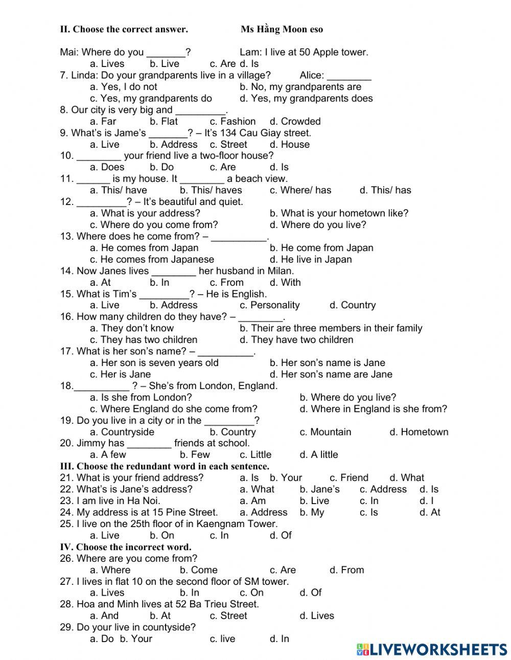 Address interactive activity for grade 5 | Live Worksheets