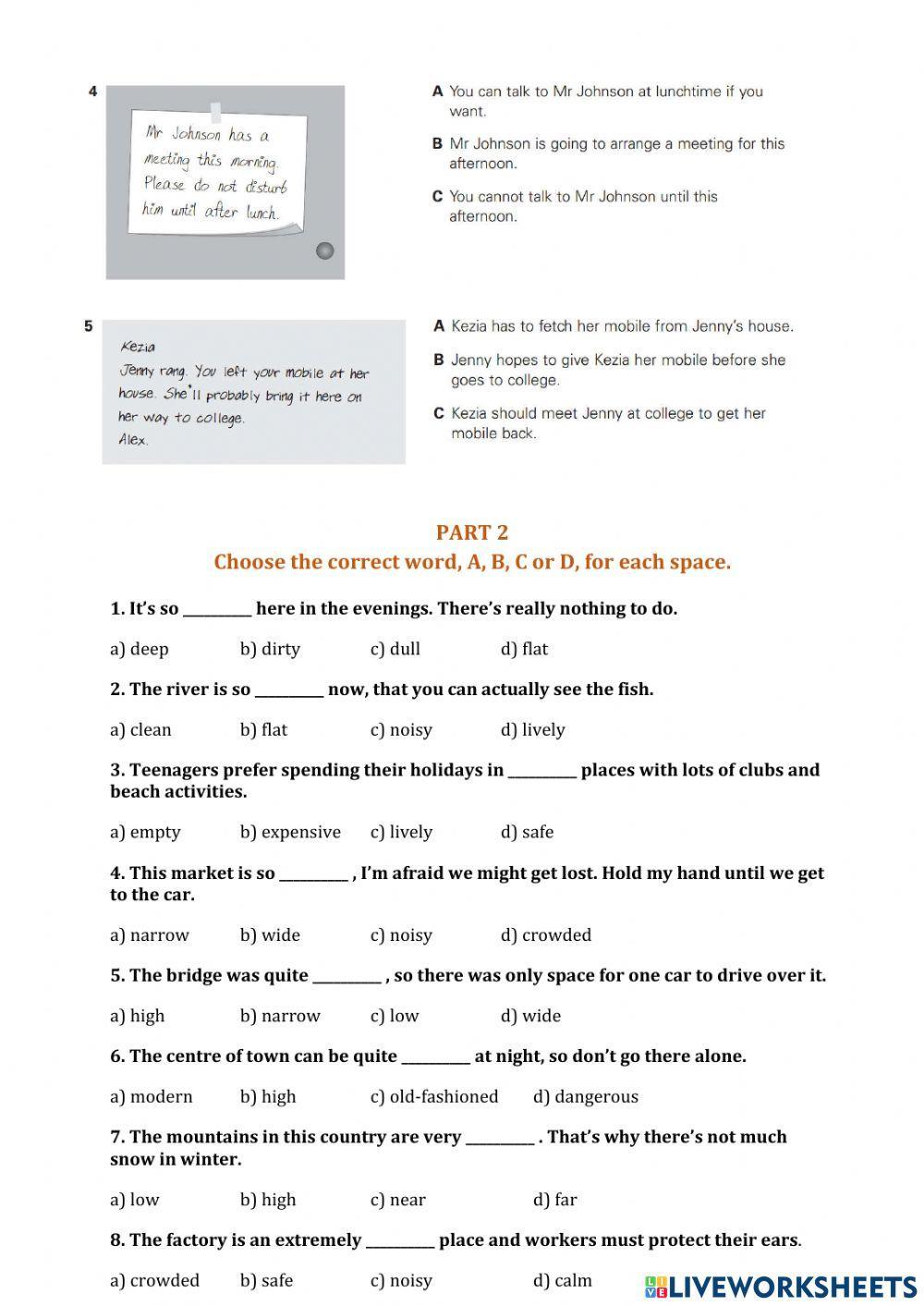 COMPLETE PET-Un… | Free Interactive Worksheets | 1662800