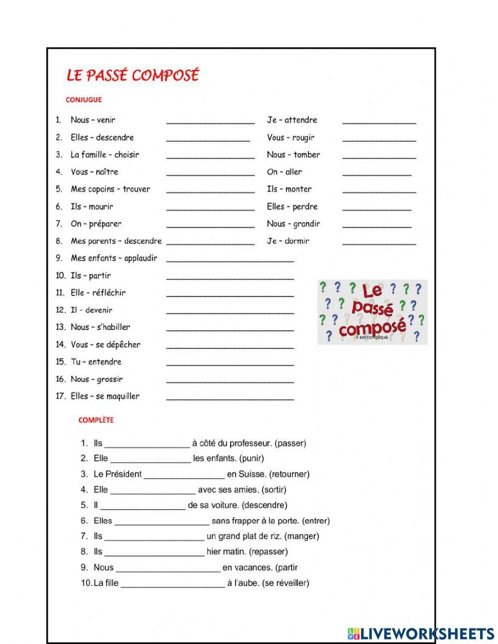 Passé composé 2 | Live Worksheets