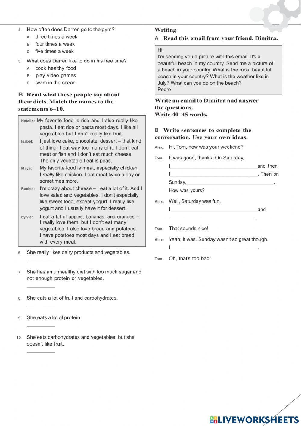 Skills test online exercise | Live Worksheets