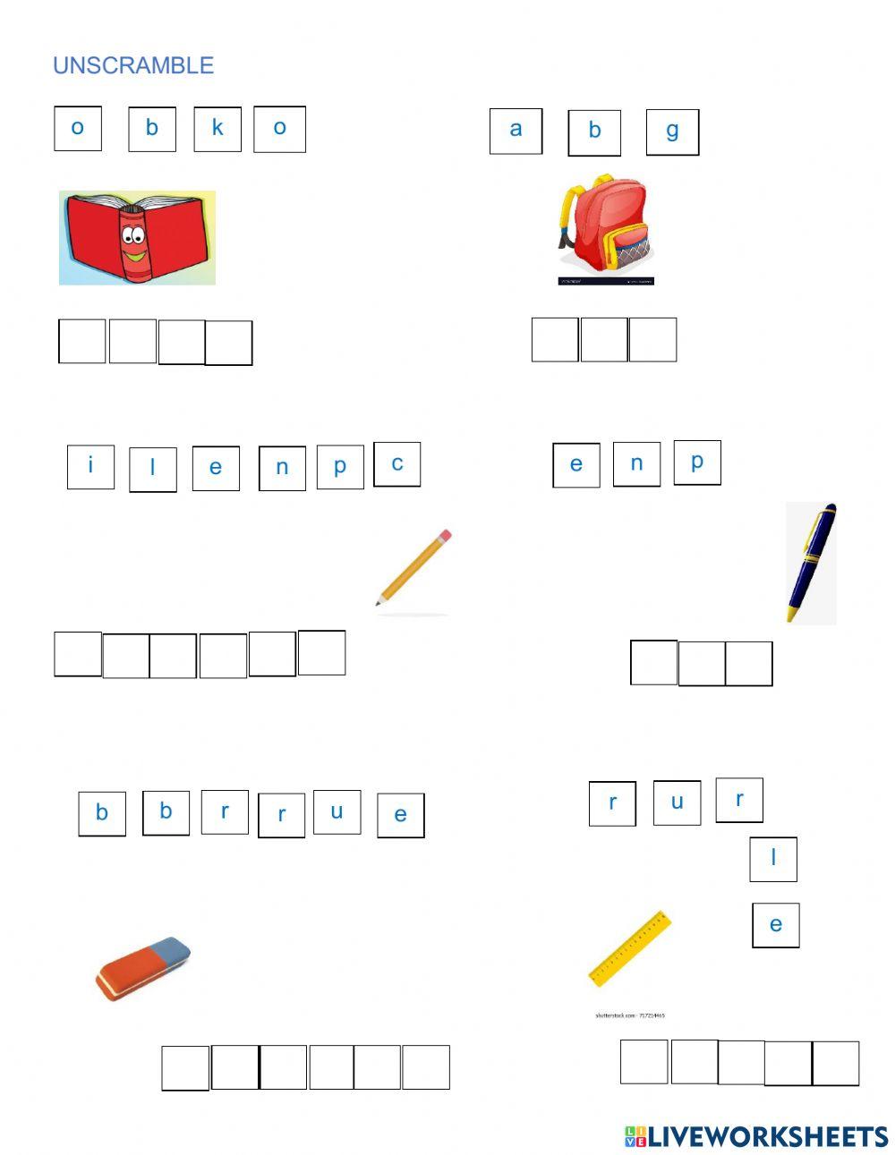 School Objects online exercise for Grade 2 | Live Worksheets