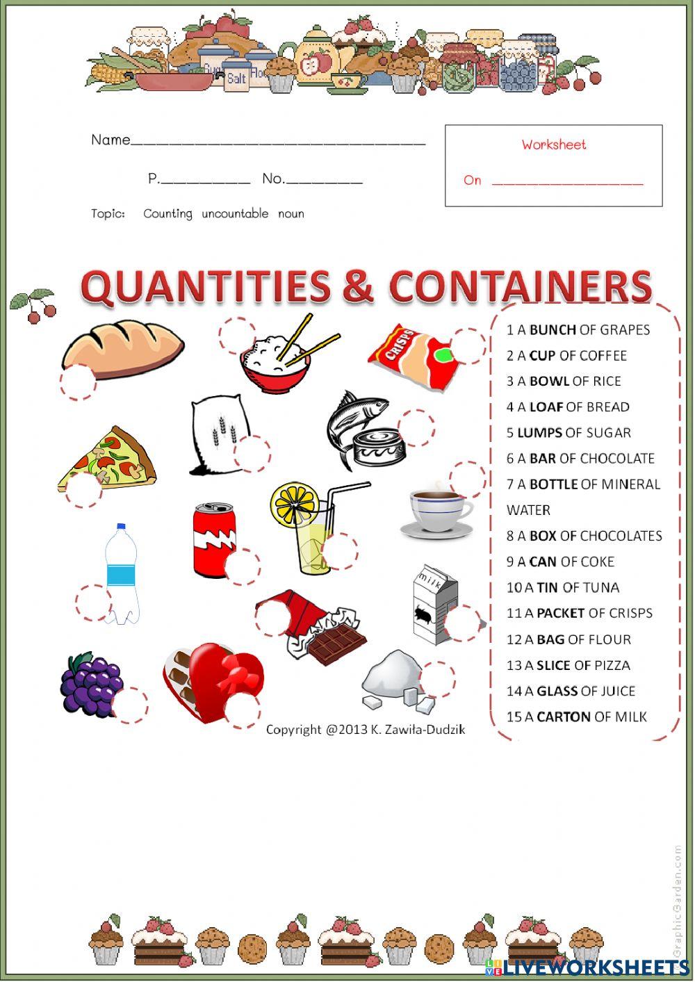 Counting uncountable noun online exercise for | Live Worksheets