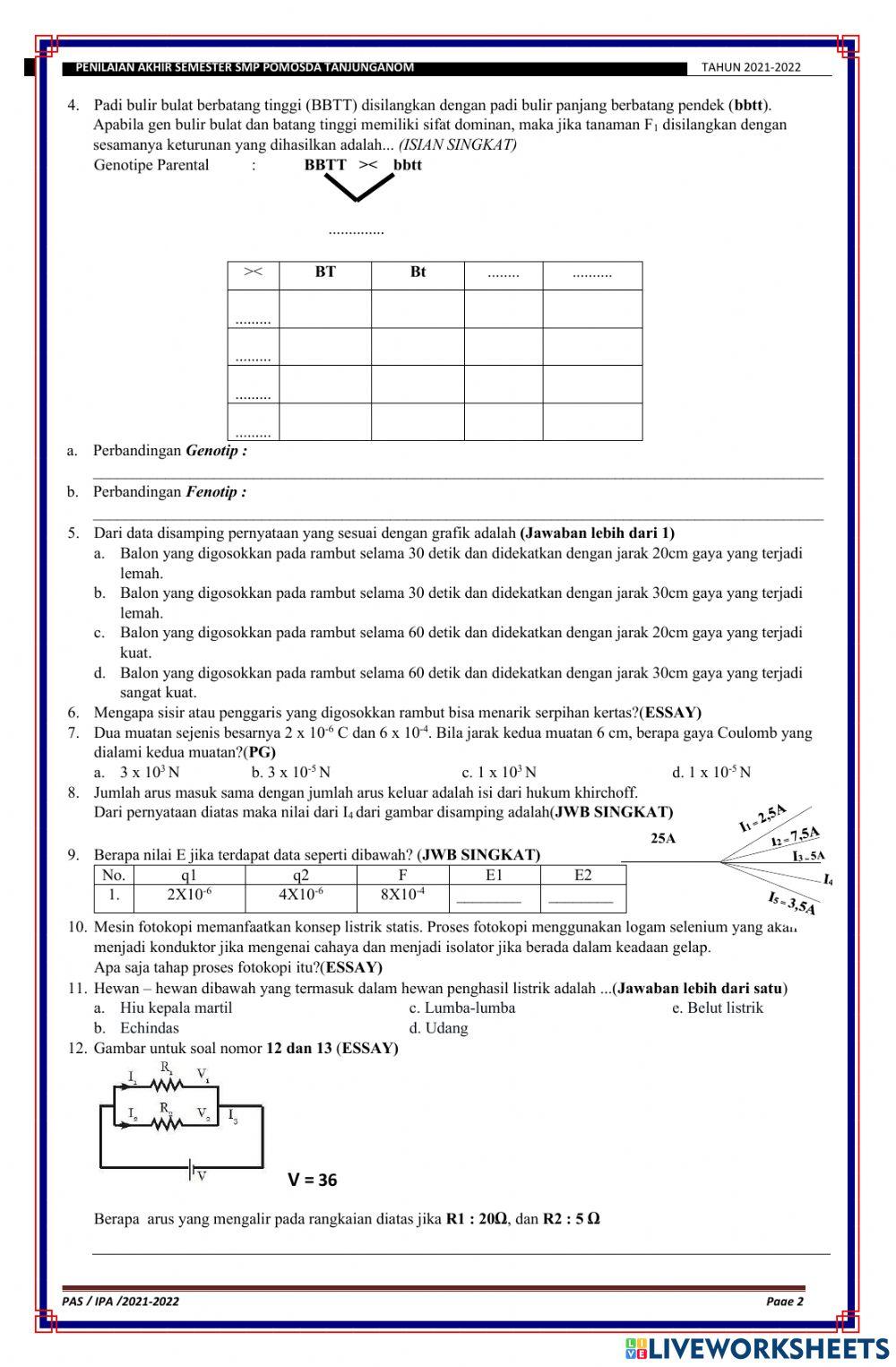 Pas ipa online worksheet | Live Worksheets