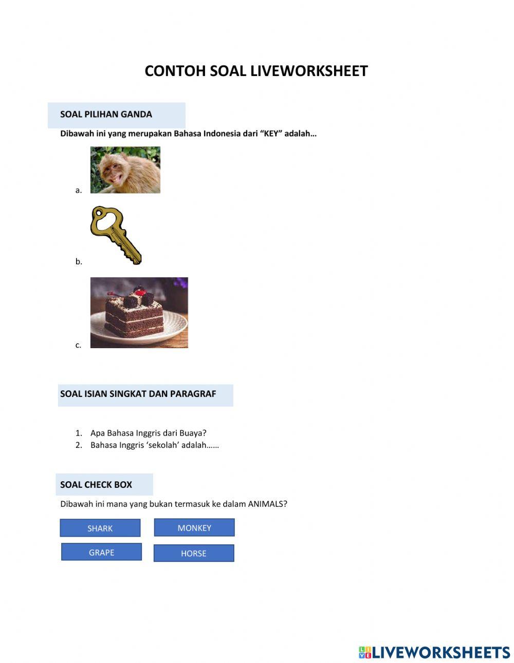 Soal bahasa inggris dasar worksheet | Live Worksheets