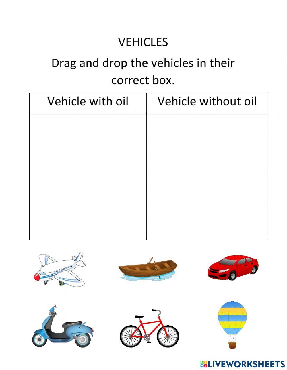 Vehicles online exercise for | Live Worksheets