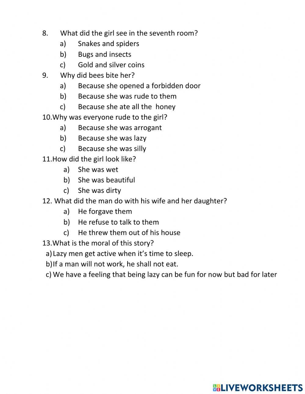 The lazy girl (II) 1664196 | Olga | Live Worksheets