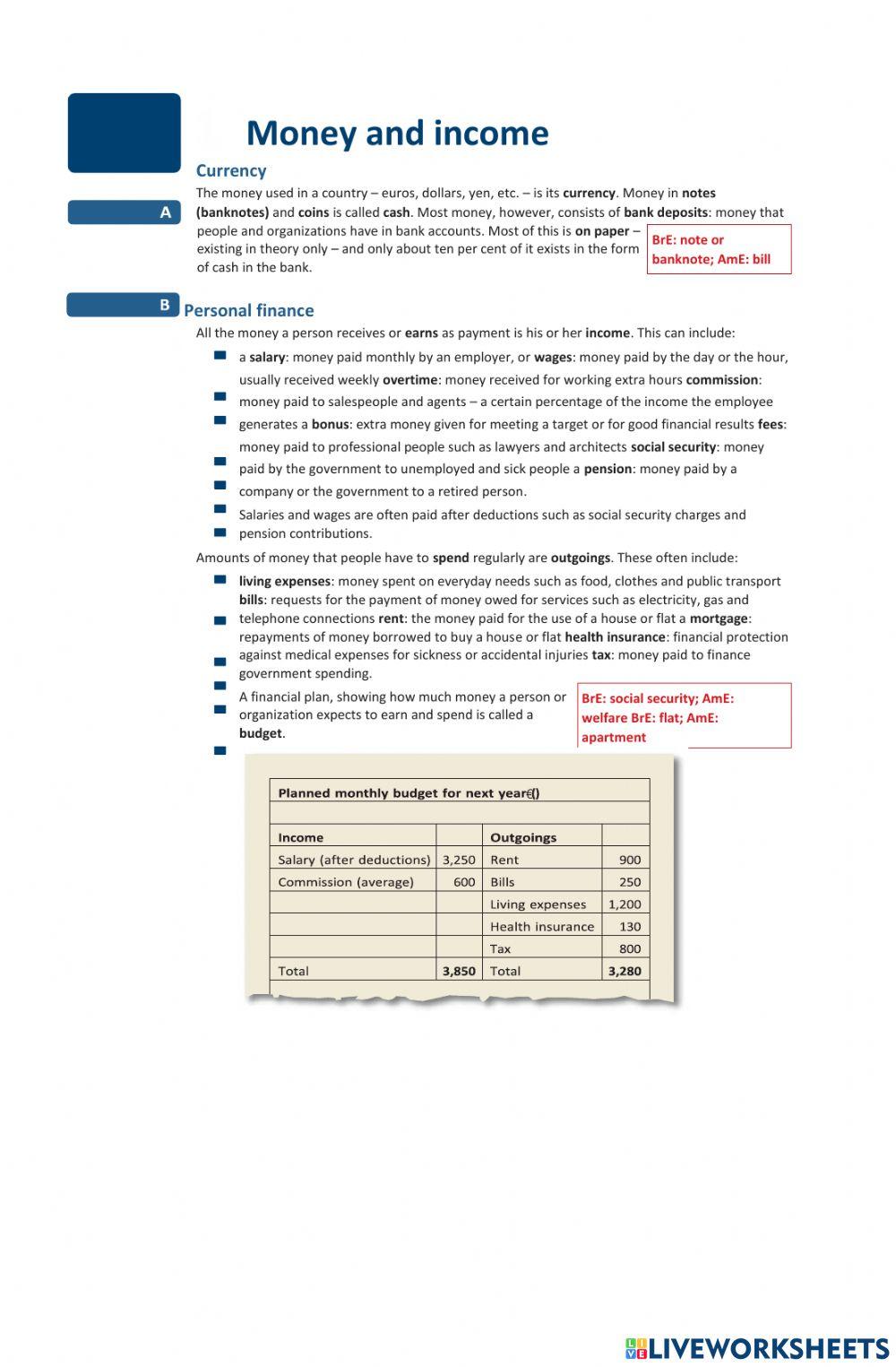 Accountancy online exercise for 1 | Live Worksheets