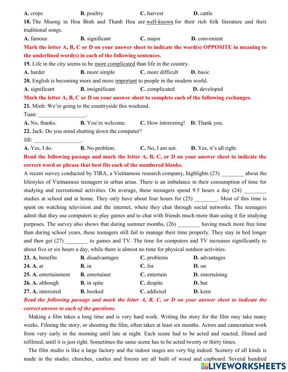 Review U123- G8 (3) worksheet | Live Worksheets