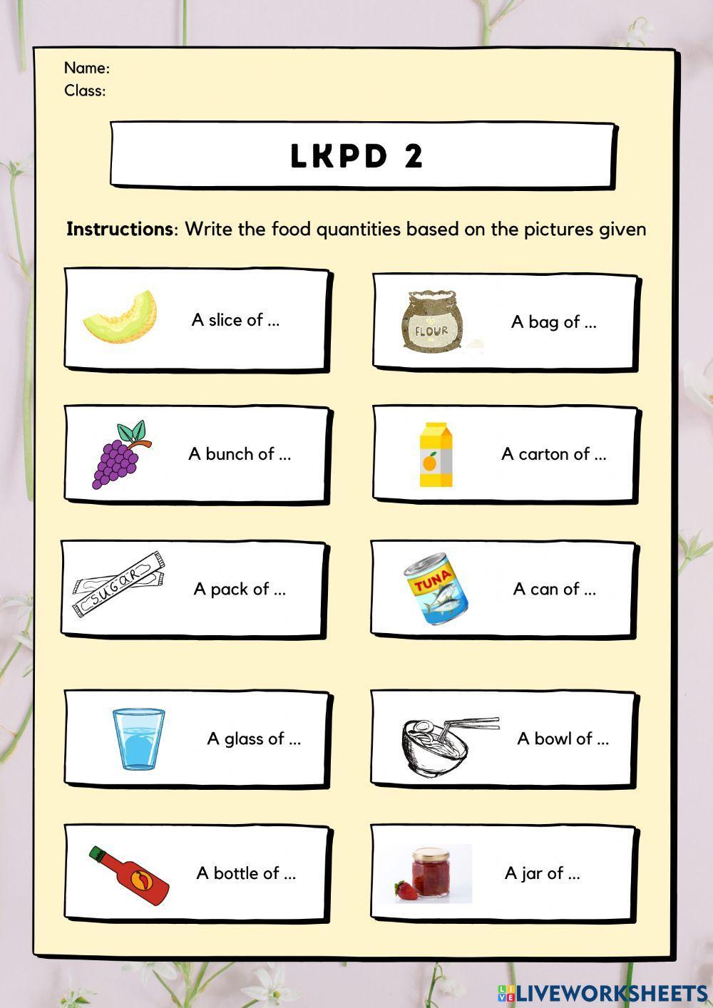 Quantity food | Free Interactive Worksheets | 1664981