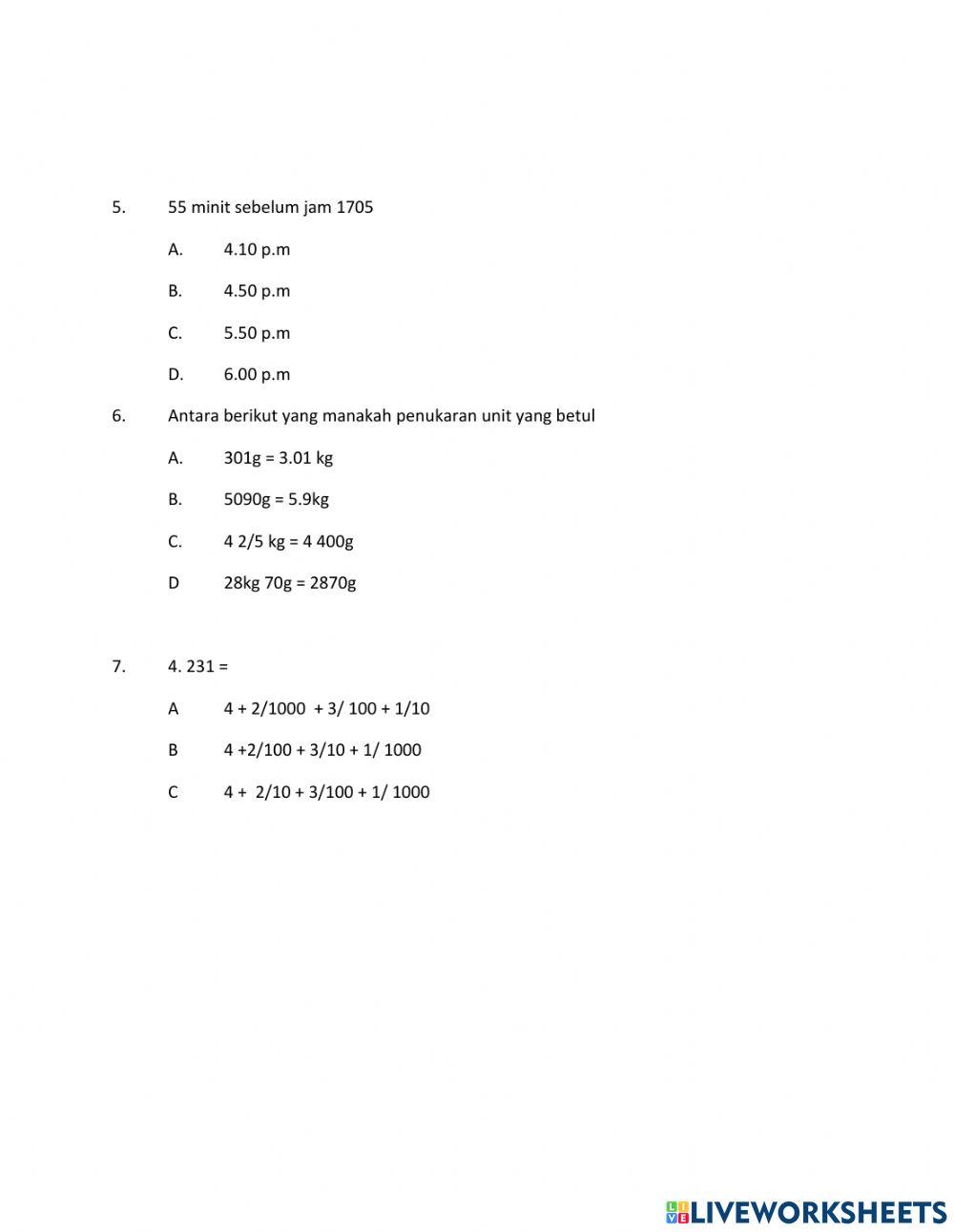 LATIHAN UJIAN PSS nov worksheet | Live Worksheets