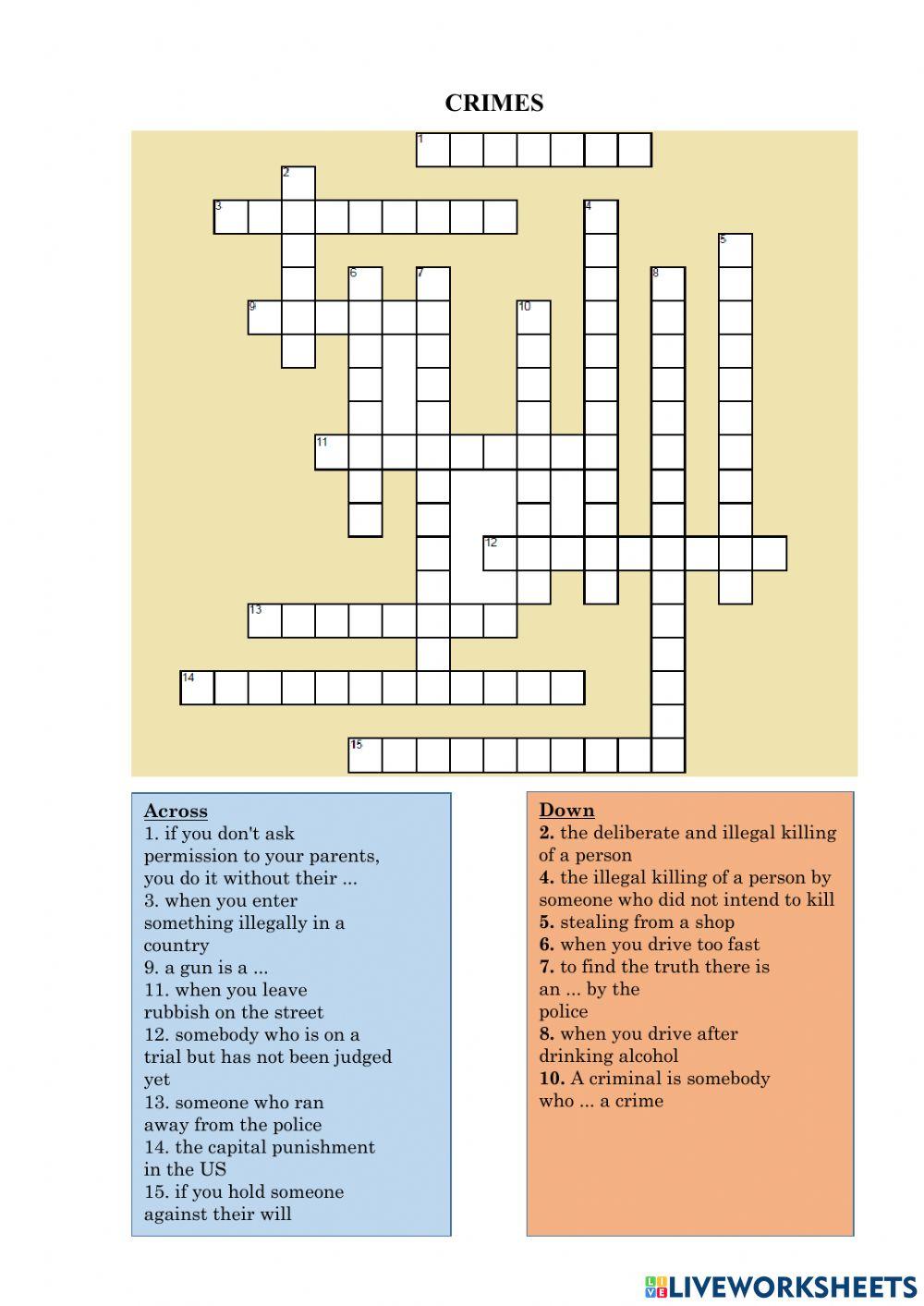 Crimes | Free Interactive Worksheets | 1665605