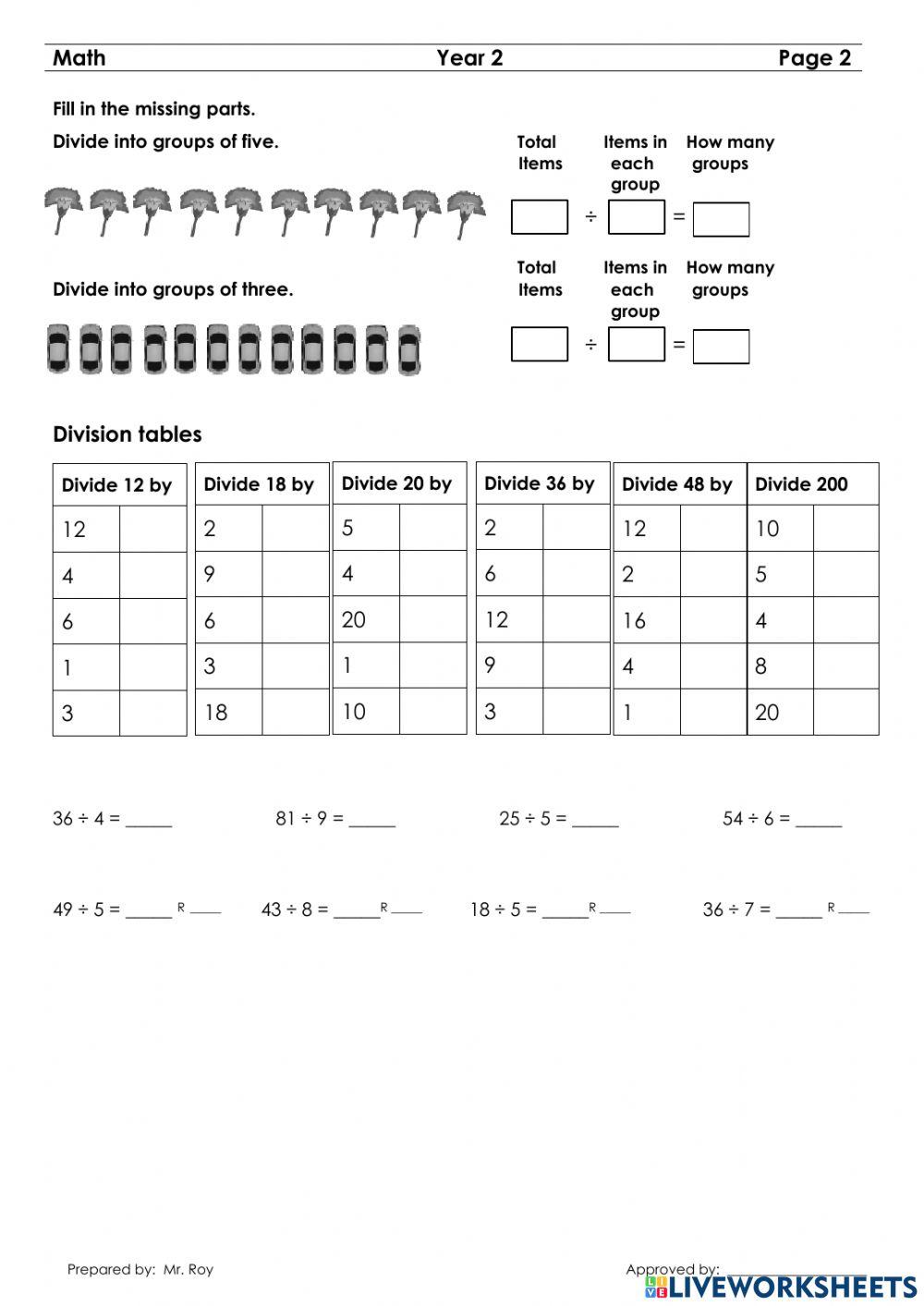 Division online exercise for | Live Worksheets