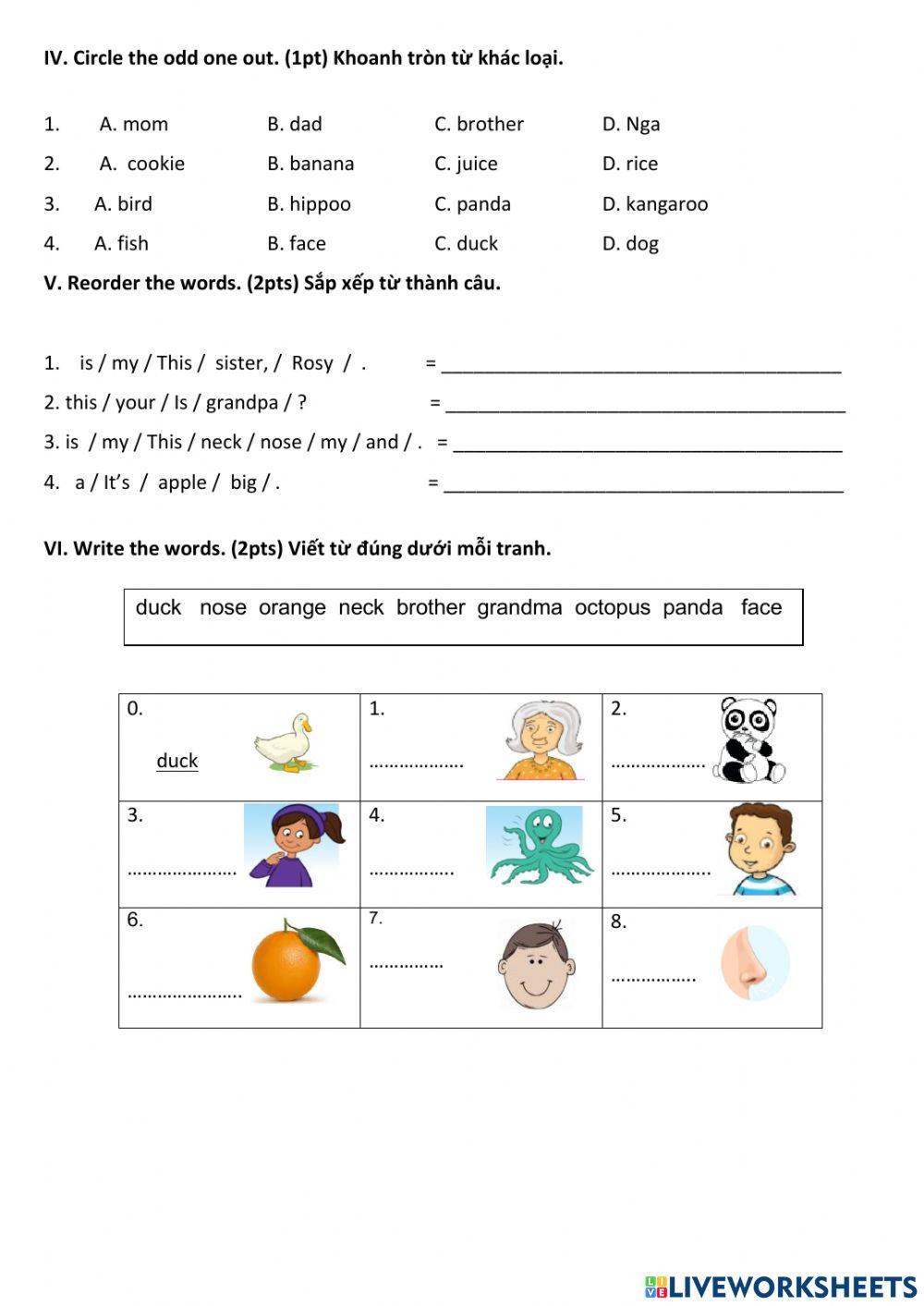 Test Starter - Unit 1 online exercise for | Live Worksheets