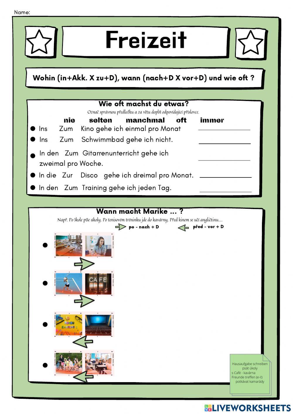Freizeit | Free Interactive Worksheets | 1665795