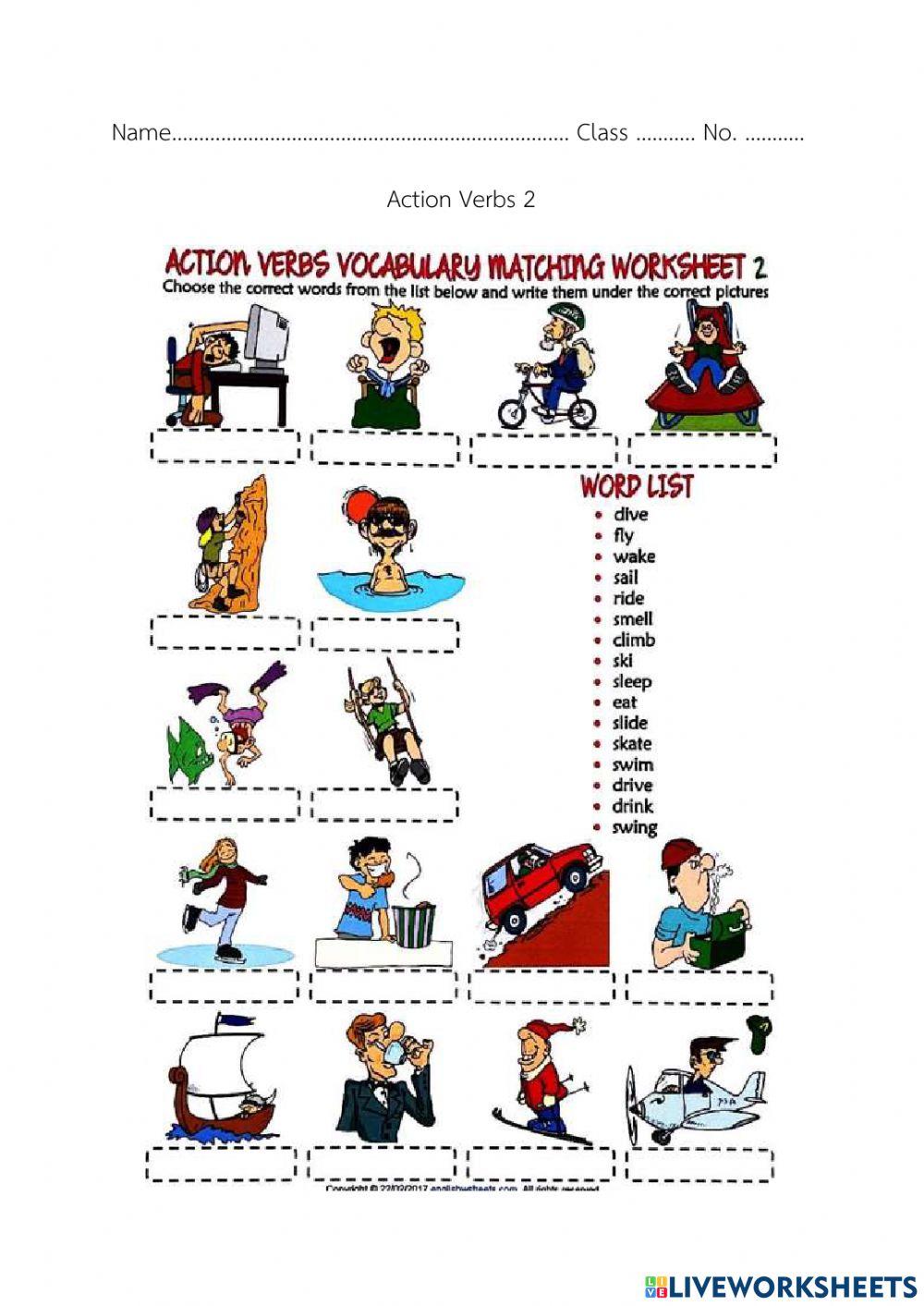 Action Verb2 for M.1 online exercise for | Live Worksheets
