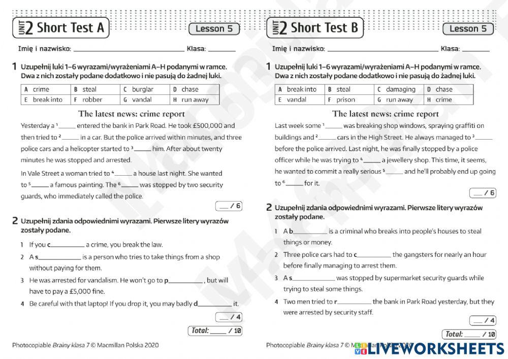 Brainy 7 unit 2… | Free Interactive Worksheets | 6781587
