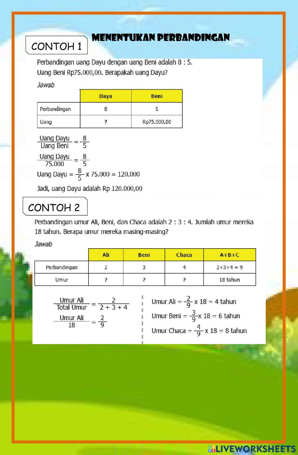 Lkpd interaktif matematika perbandingan interactive worksheet | Live ...