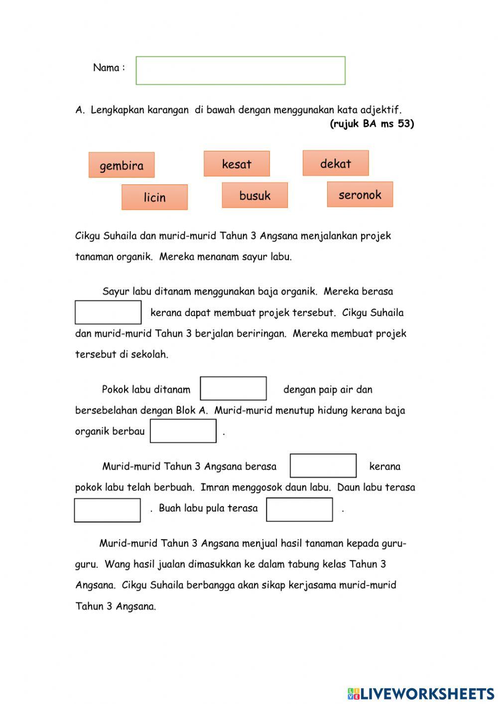 5247222 | BM TAHUN 3 | Saadiahj | LiveWorksheets