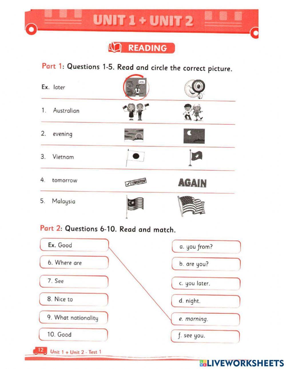 Review Unit 1 and 2 online activity | Live Worksheets