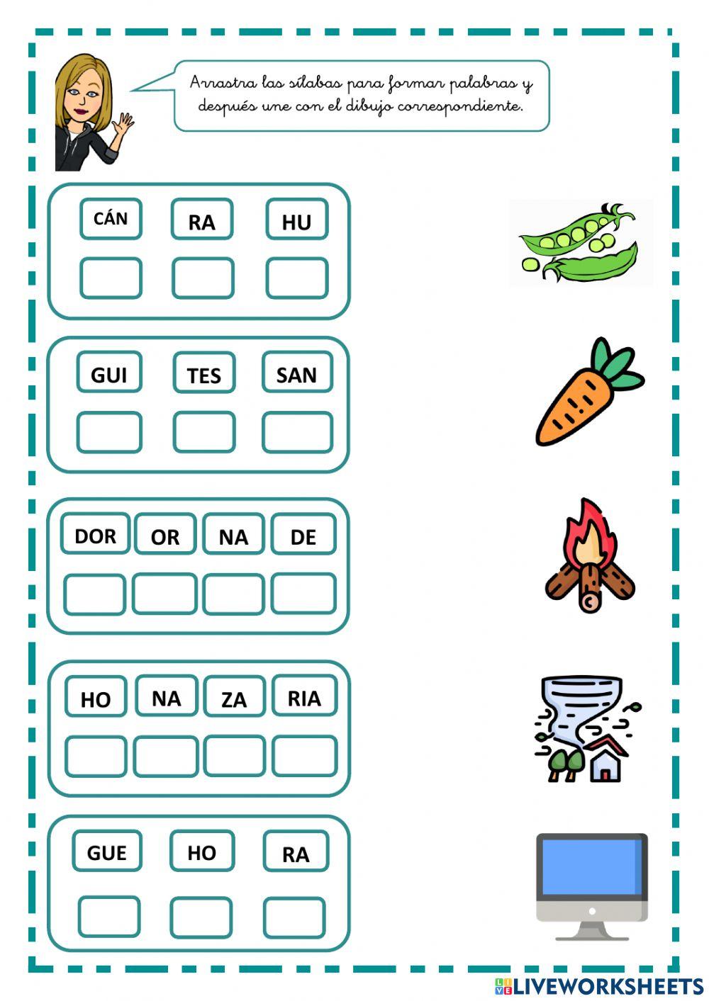 Ordenar sílabas interactive worksheet for 1º | Live Worksheets