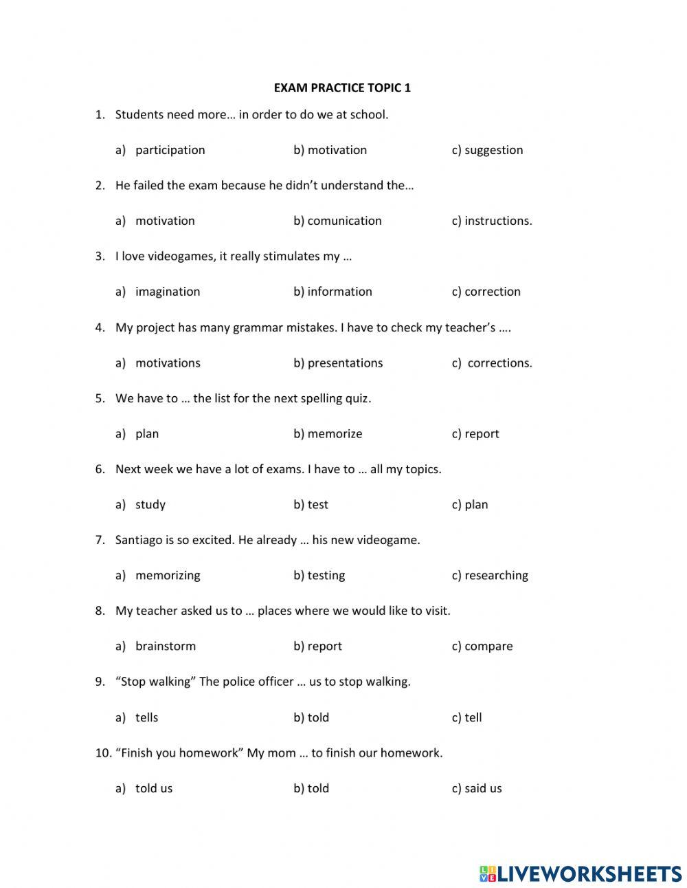 Review online exercise for GRADE 4TH | Live Worksheets