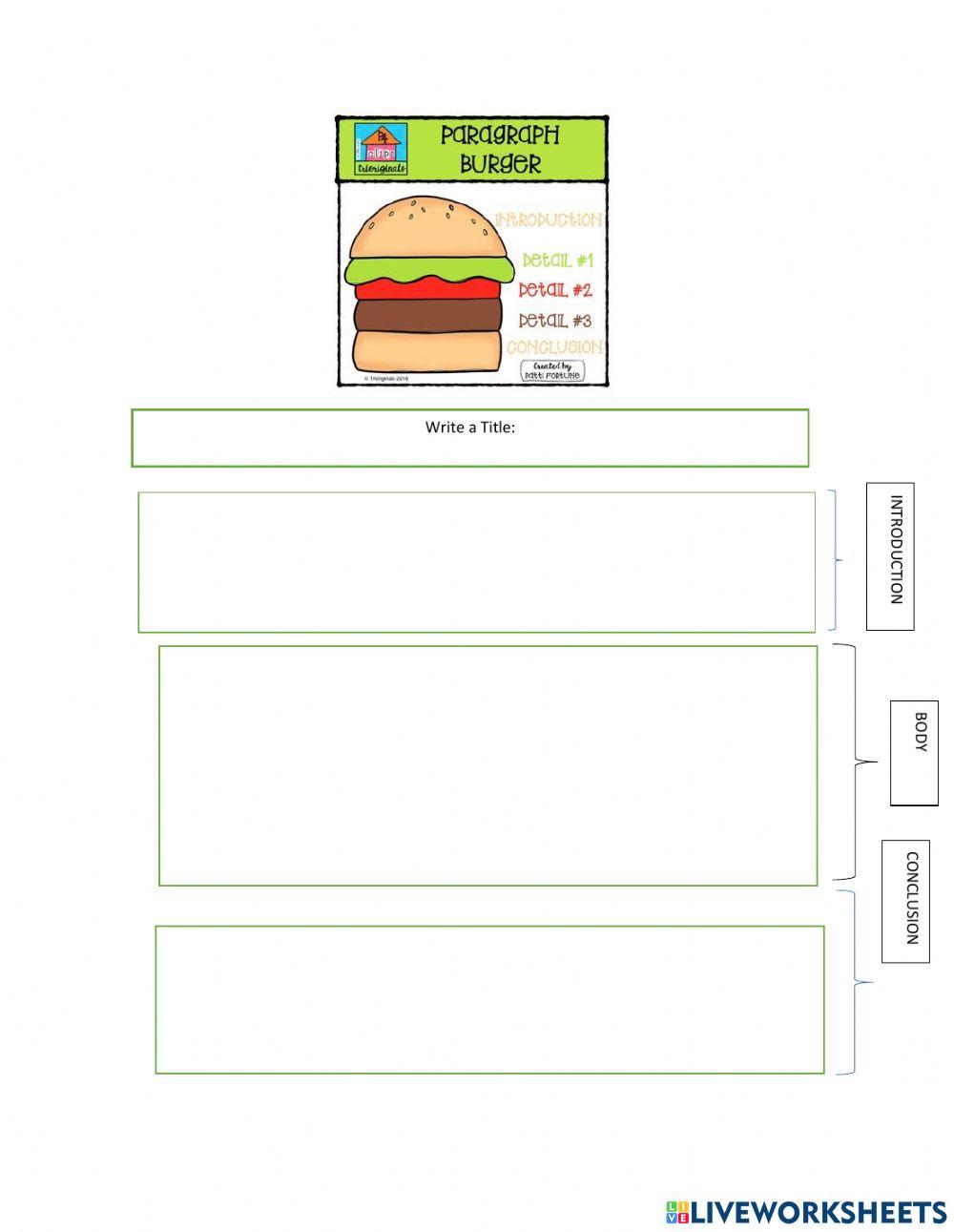 Hamburger Paragraph worksheet worksheet | Live Worksheets