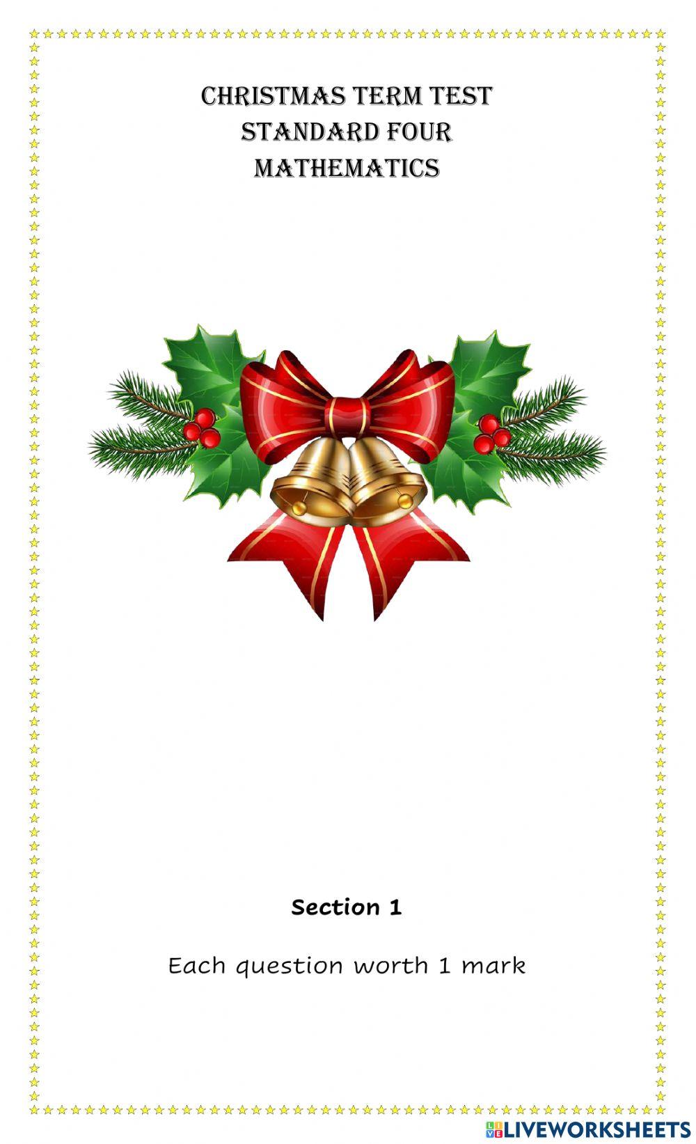 CHRISTMAS TERM TEST 2021 SECTION 1 online exercise for | Live Worksheets