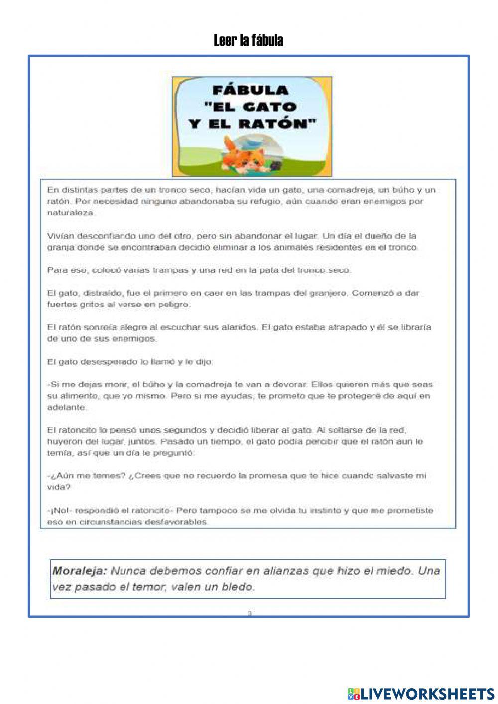 El gato y el ratón | MISS NUBIA | Live Worksheets