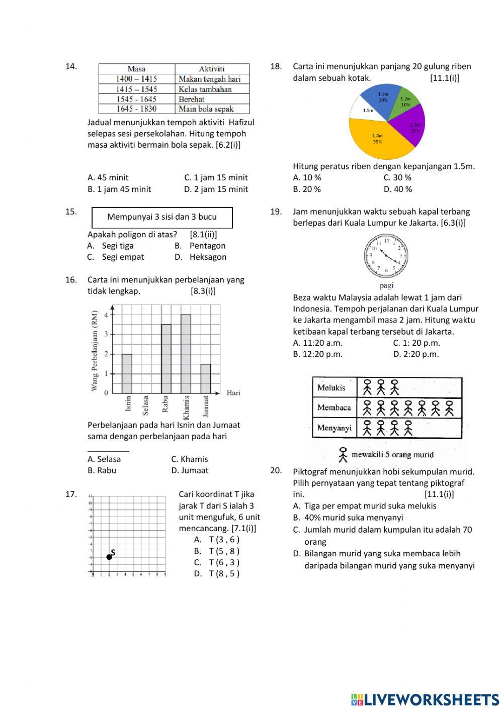 Psat thn6 worksheet | Live Worksheets